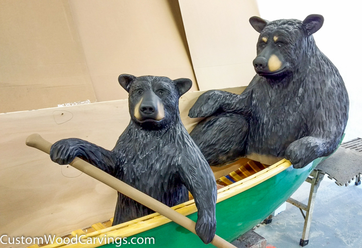 3 Bears in a Canoe – Custom Sculpture & Sign Company