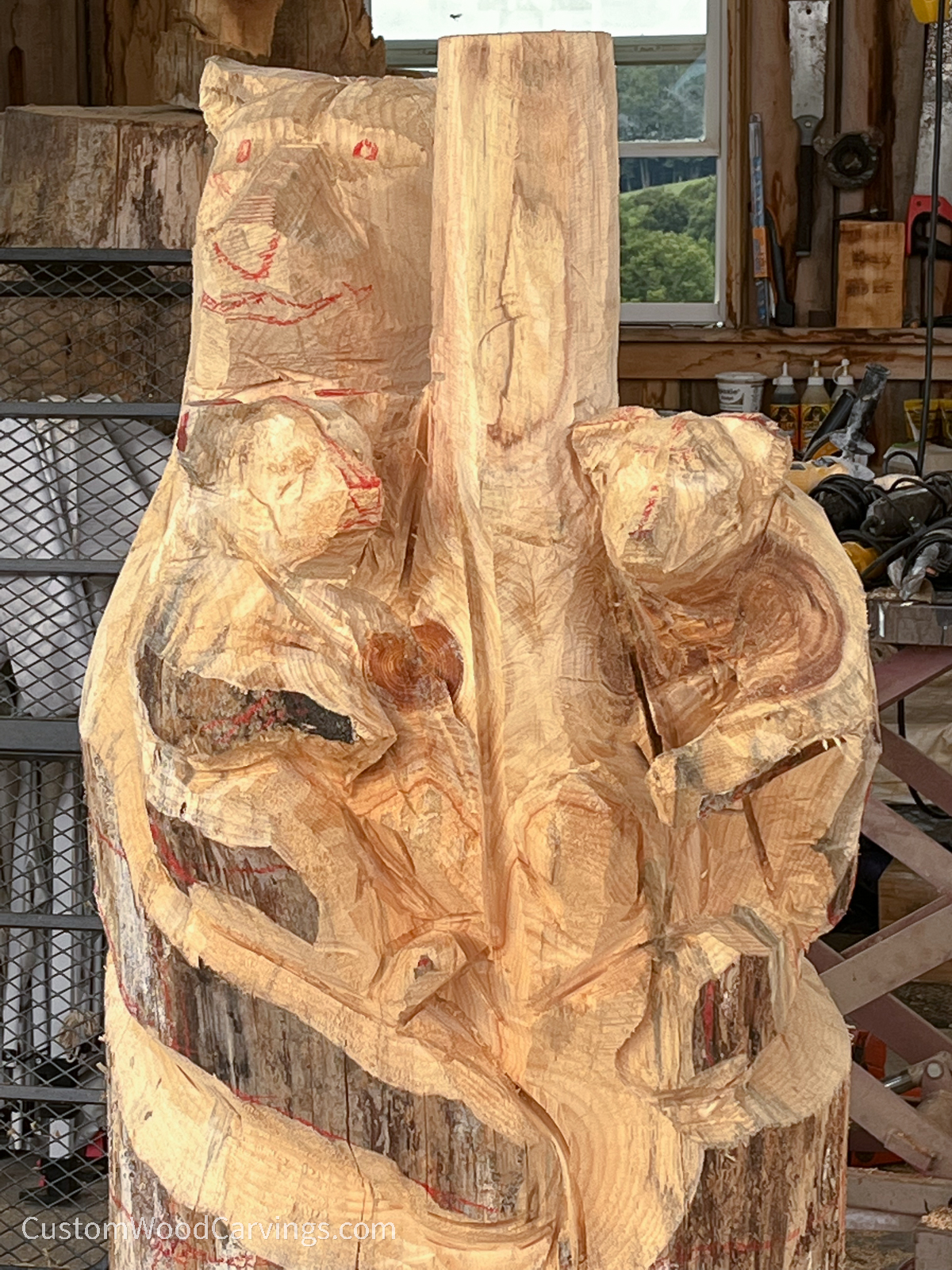 Mama & Two Cubs Bear Carving – Custom Sculpture & Sign Company